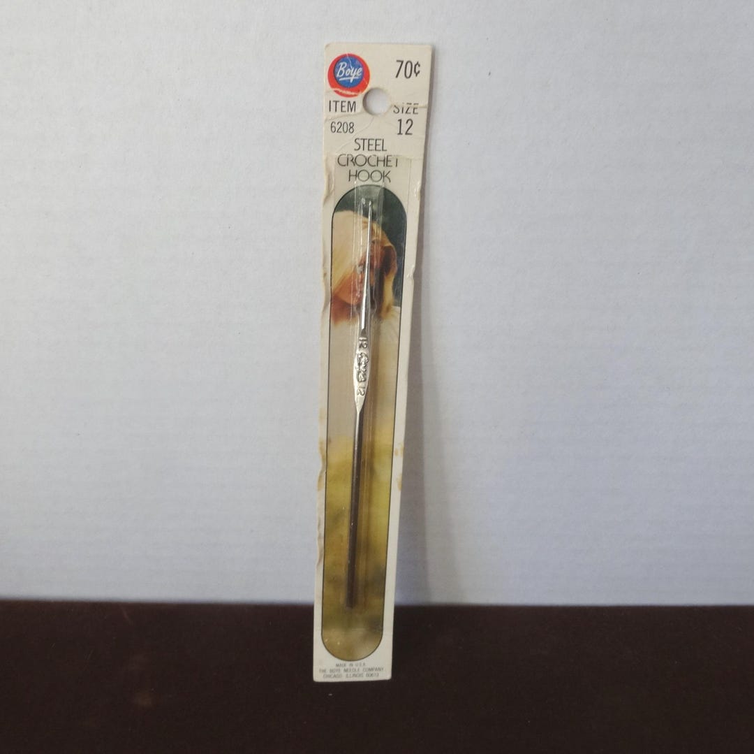 Boye Needle Co. Steel Crochet Hook Size 12 in Original Package, Made in ...