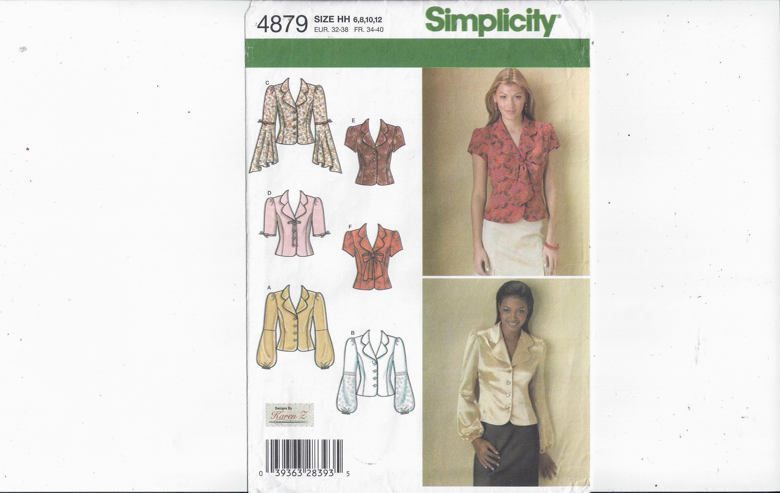 Simplicity 4879 Pattern for Misses' Blouse With Sleeve Variations ...