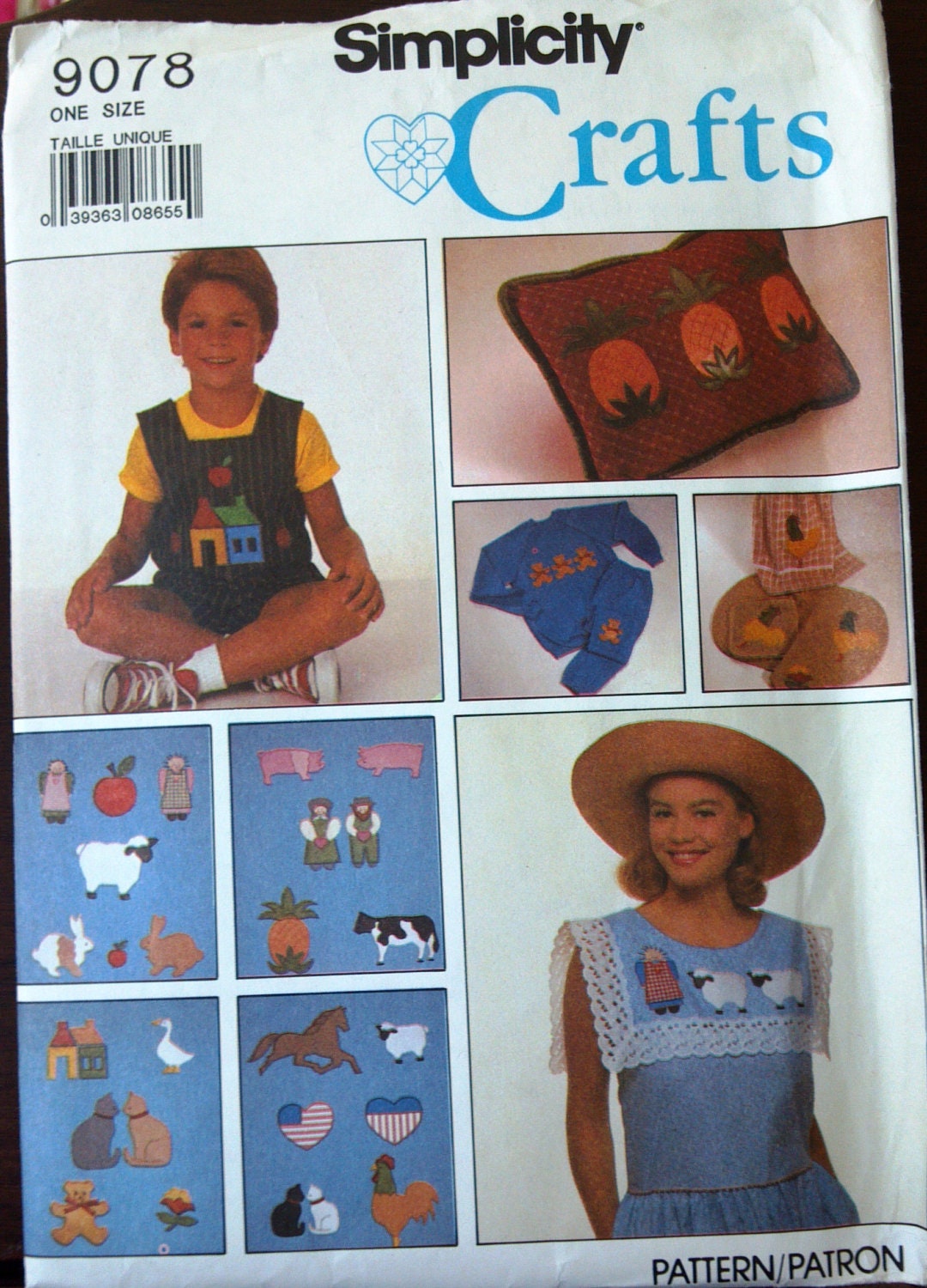 Simplicity 9078 Applique Transfer Pattern for Animals, Fruit, Hearts ...
