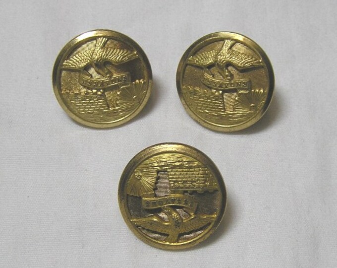 3 Essayons Brass Military Buttons by Waterbury and Superior, 7/8 Inch ...