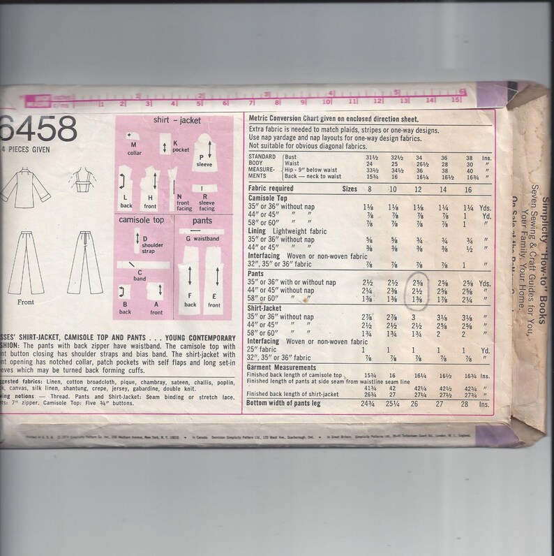 Simplicity 6458 Pattern for Misses' Shirt Jacket Camisole - Etsy