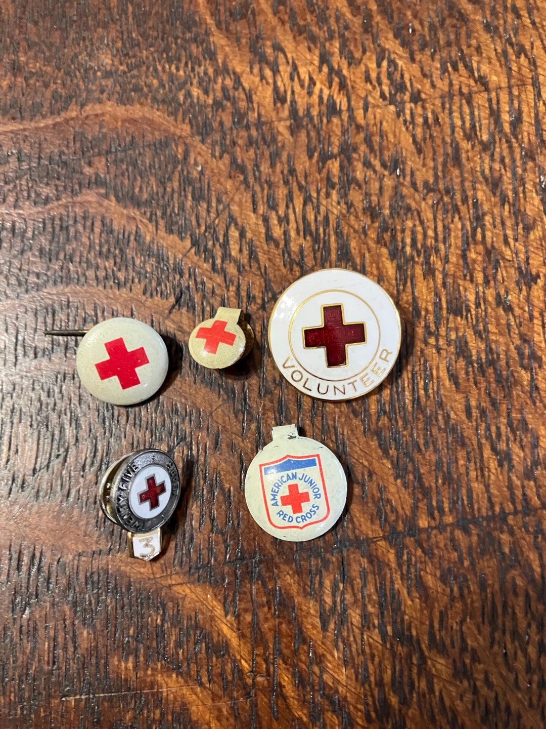 5 American Red Cross Pin & Clip Back Buttons, Junior, Volunteer, 25 ...