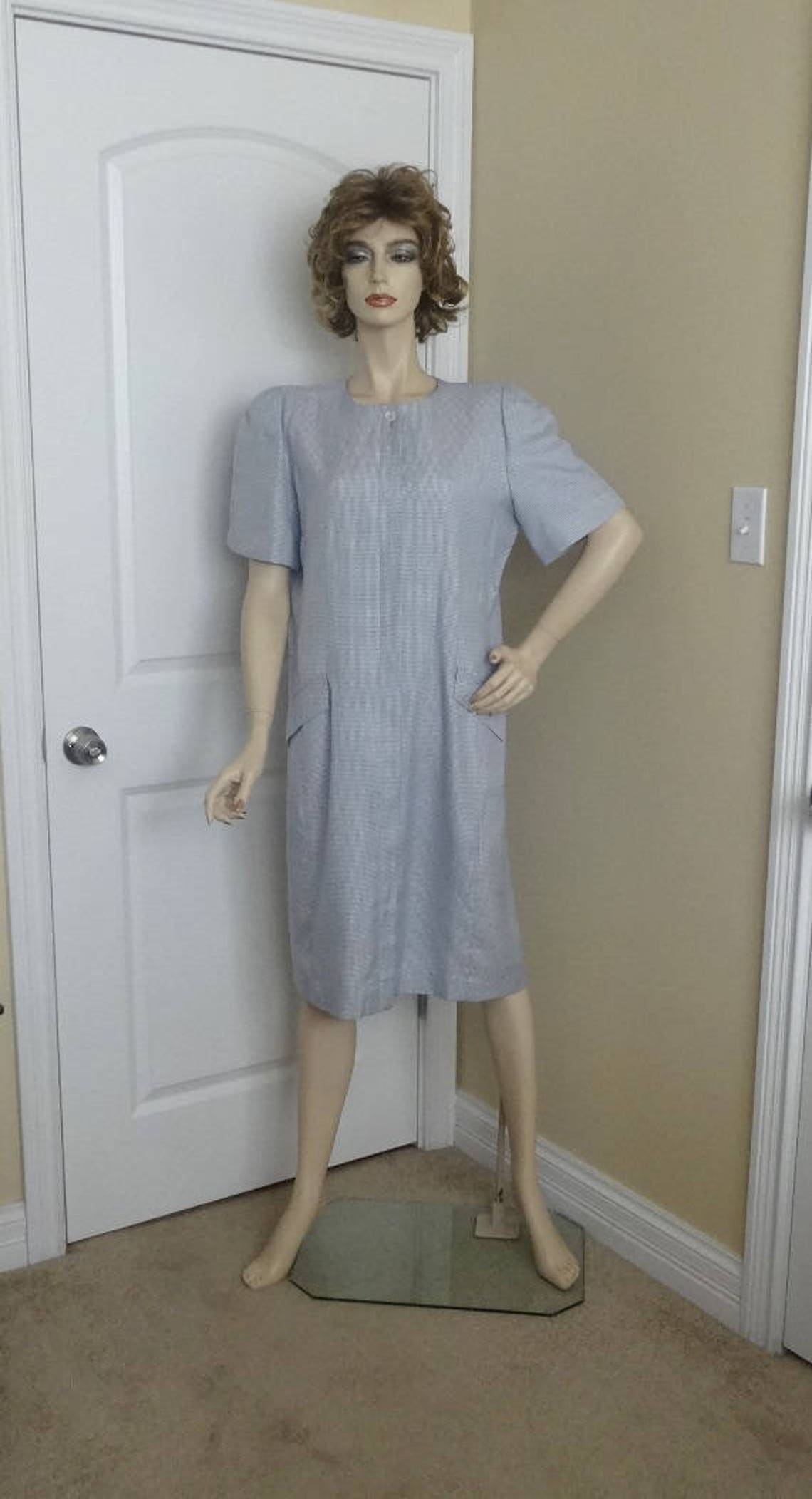 1980s Vintage Liz Claiborne Sheath Dress in Blue Hounds Tooth | Etsy