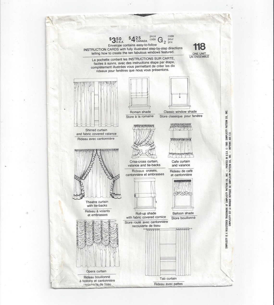 Simplicity House 118 Pattern for 10 Window Treatments - Etsy