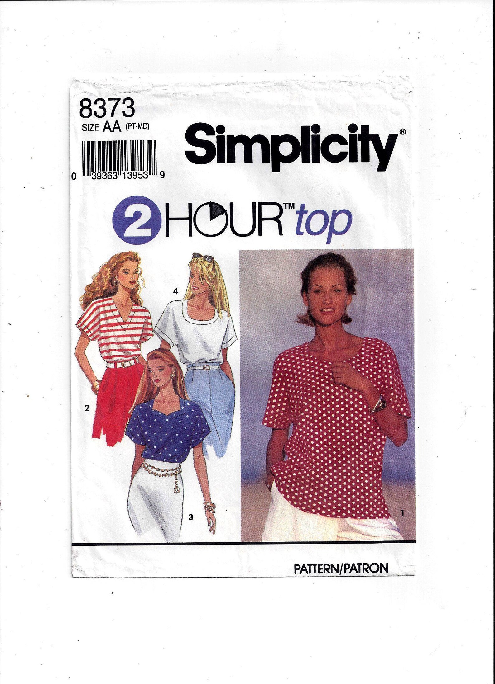 Simplicity 8373 Pattern for Misses' 2 Hour Top Size | Etsy