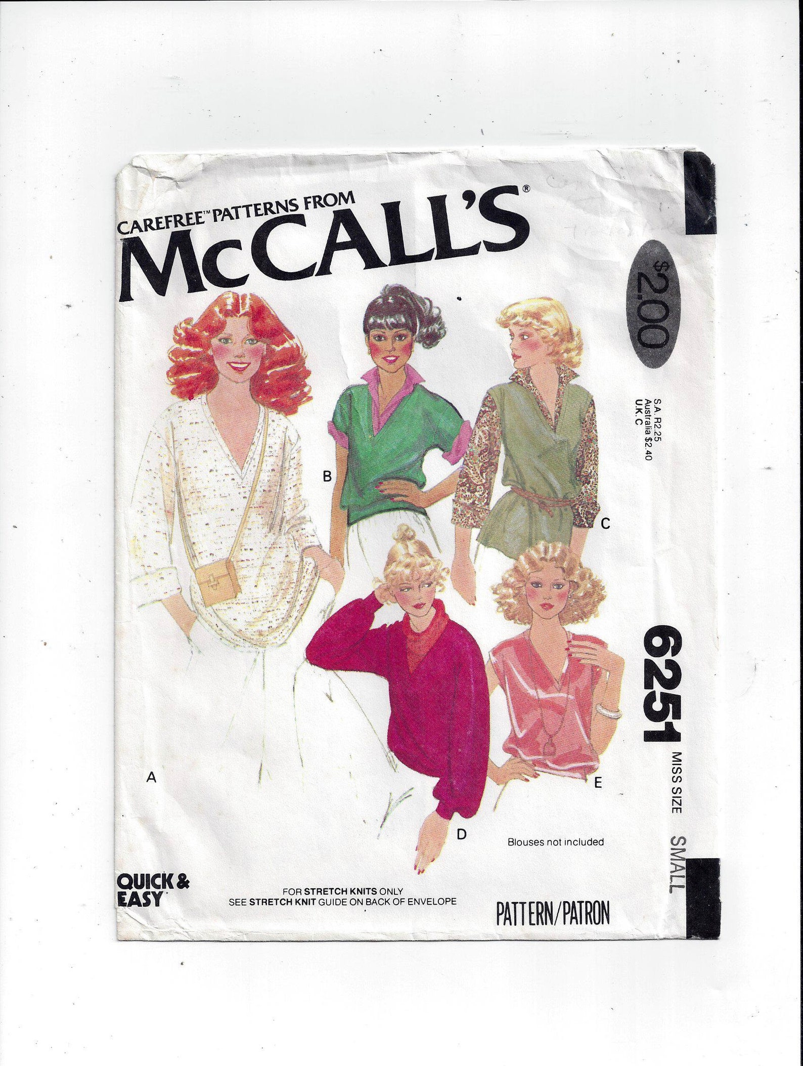 Mccall's 6251 Pattern for Misses' Set of Tops for Stretch Knits, Size ...