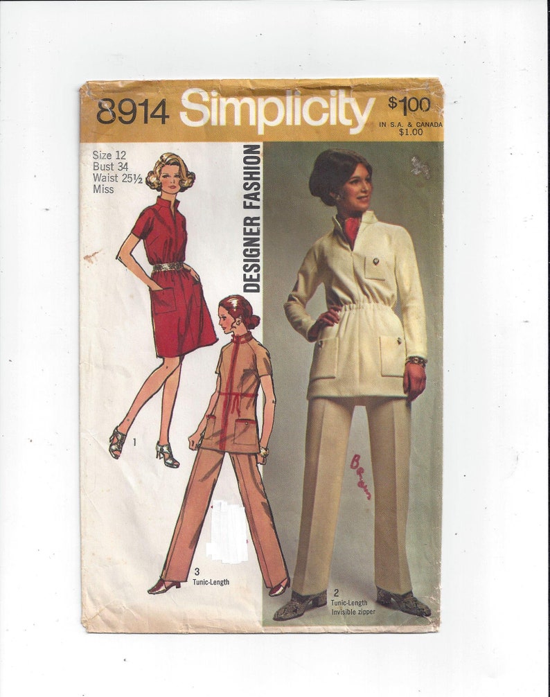 Simplicity 8914 Pattern for Misses' Dress Tunic Pants - Etsy