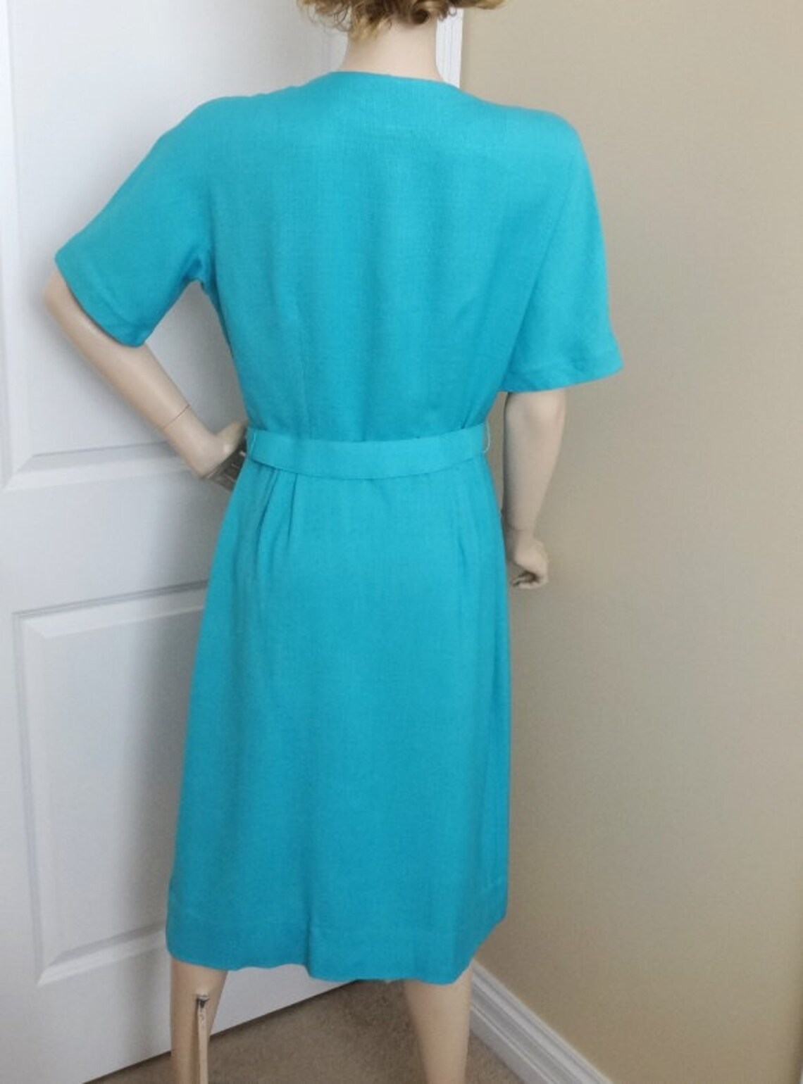 1950s Nelly Don Dress in Turquoise Rayon Nubby Fabric Size - Etsy