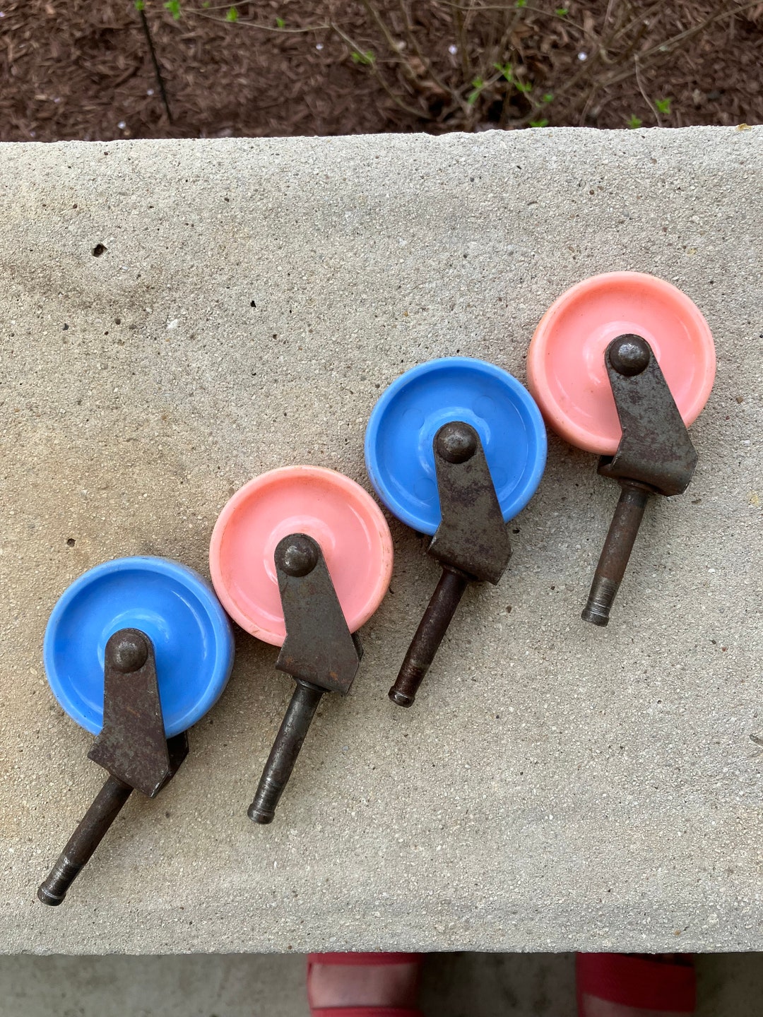 Set of 4 Baby Crib Casters Wheels in Blue and Pink, 1 7/8 Inch Diameter ...