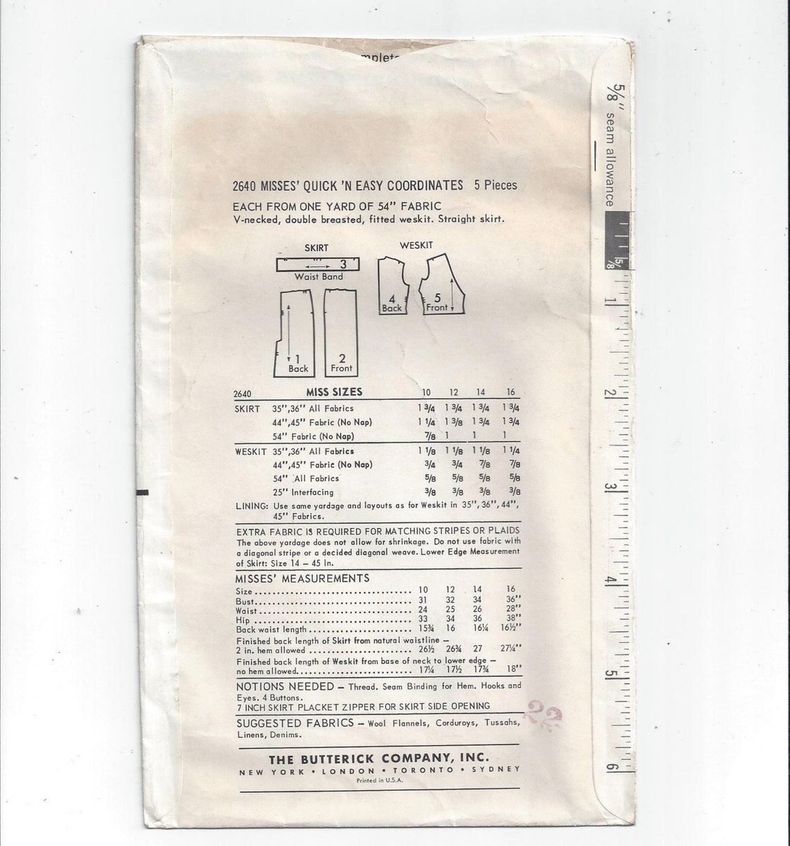 Butterick 2640 Pattern for Misses' Quick 'N Easy - Etsy