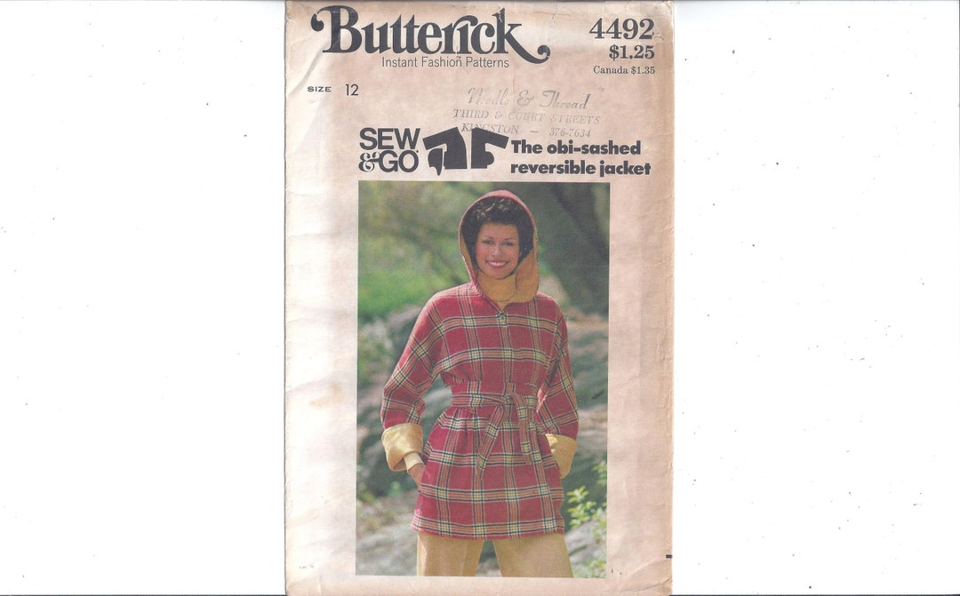 Butterick 4492 Sew & Go Pattern for Misses' Reversible Jacket, OBI Sash ...