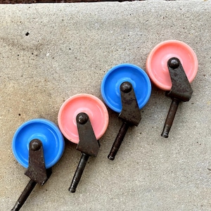 Set of 4 Baby Crib Casters Wheels in Blue and Pink, 1 7/8 Inch Diameter ...