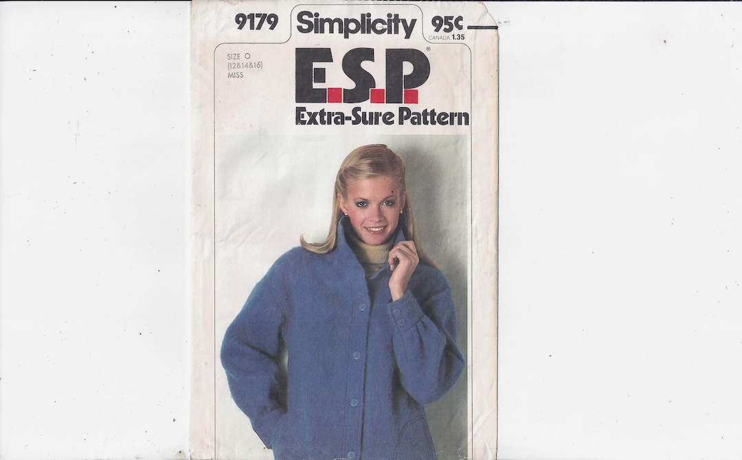 Simplicity 9179 Extra Sure Pattern for Misses' Unlined Jacket, ESP ...