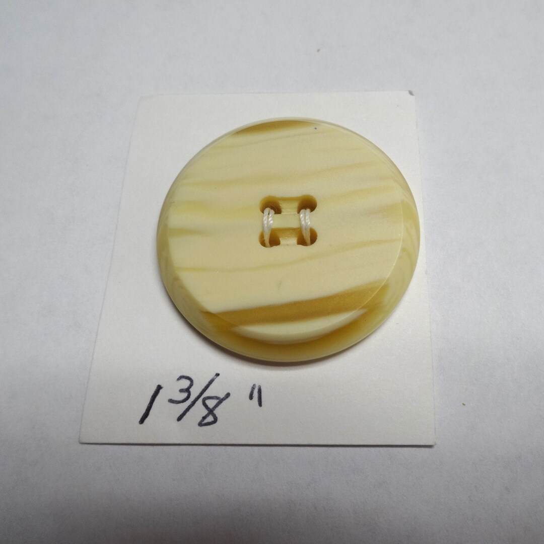 Large Plastic Button, Looks Like Wood, 1 3/8 Inch Diameter, 4 Hole Sew ...
