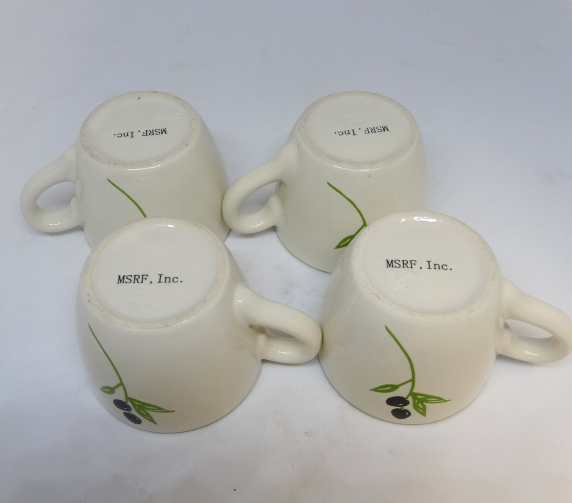 Set of 4 Hand Painted MSRF Inc. Demitasse Cups Black - Etsy