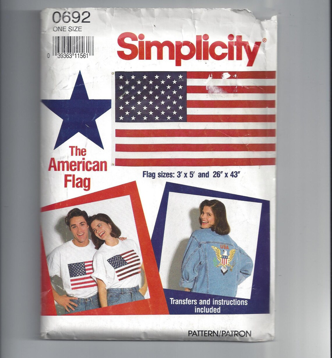 Simplicity 0692 Transfer Pattern for the American Flag, Sizes 3 X 5 ...
