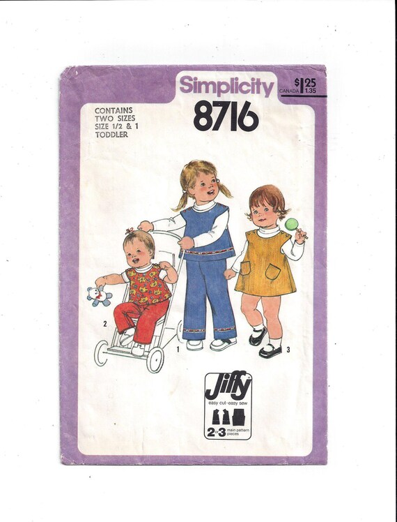 Simplicity 8716 Pattern for Toddlers' JIFFY Jumper Top | Etsy