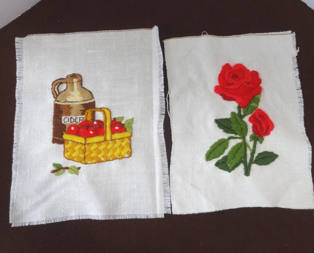Choice of Hand Embroidered Small Pieces, 9 X 7 Inches, Choose Red Rose ...