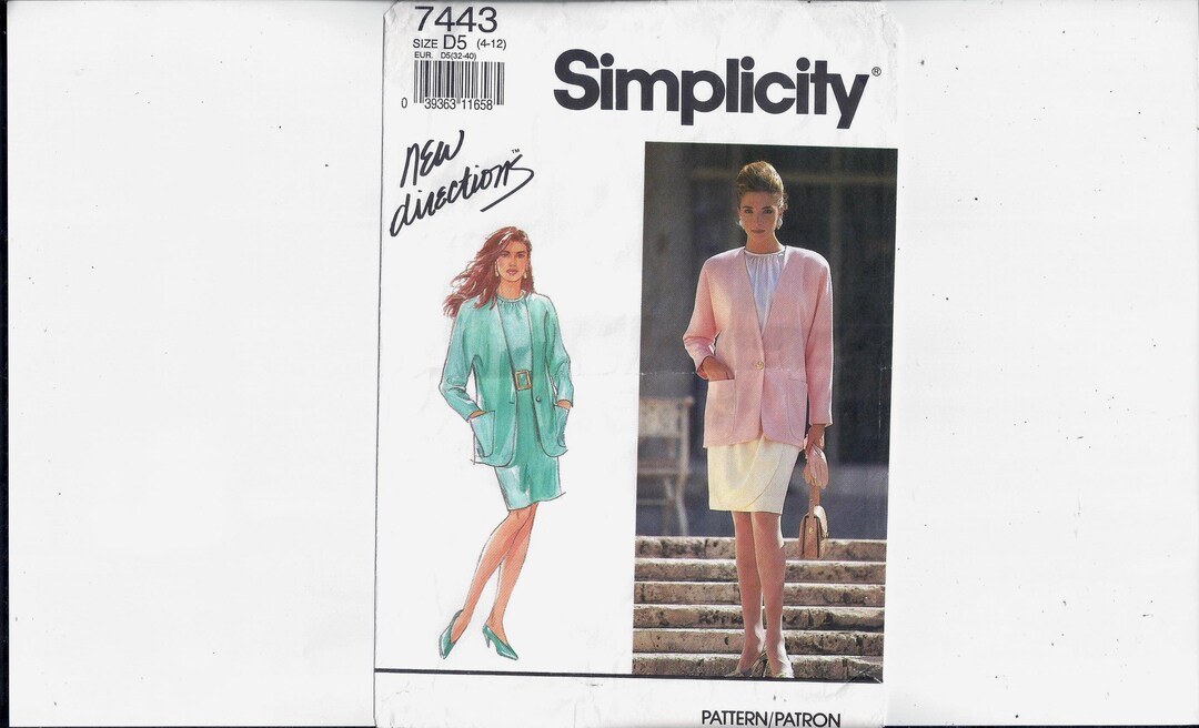 Simplicity 7443 Pattern for Misses' Skirt, Jacket, Sizes 4 6 8 10 12 ...