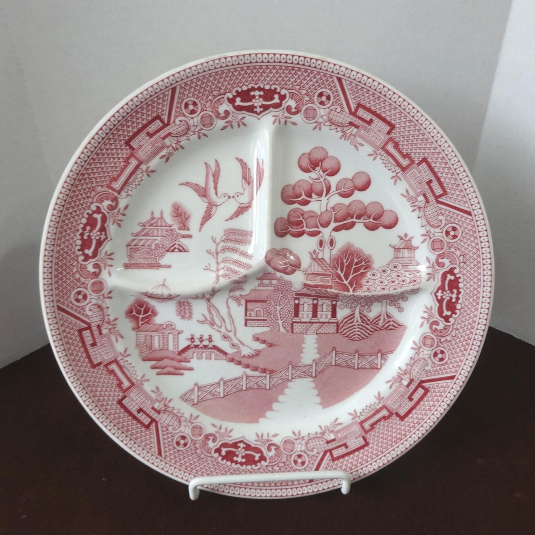 Pink Willow Divided Plate From St Louis Grill, Carr China, Heavy Duty, Lunch Counter Services, 9 ...