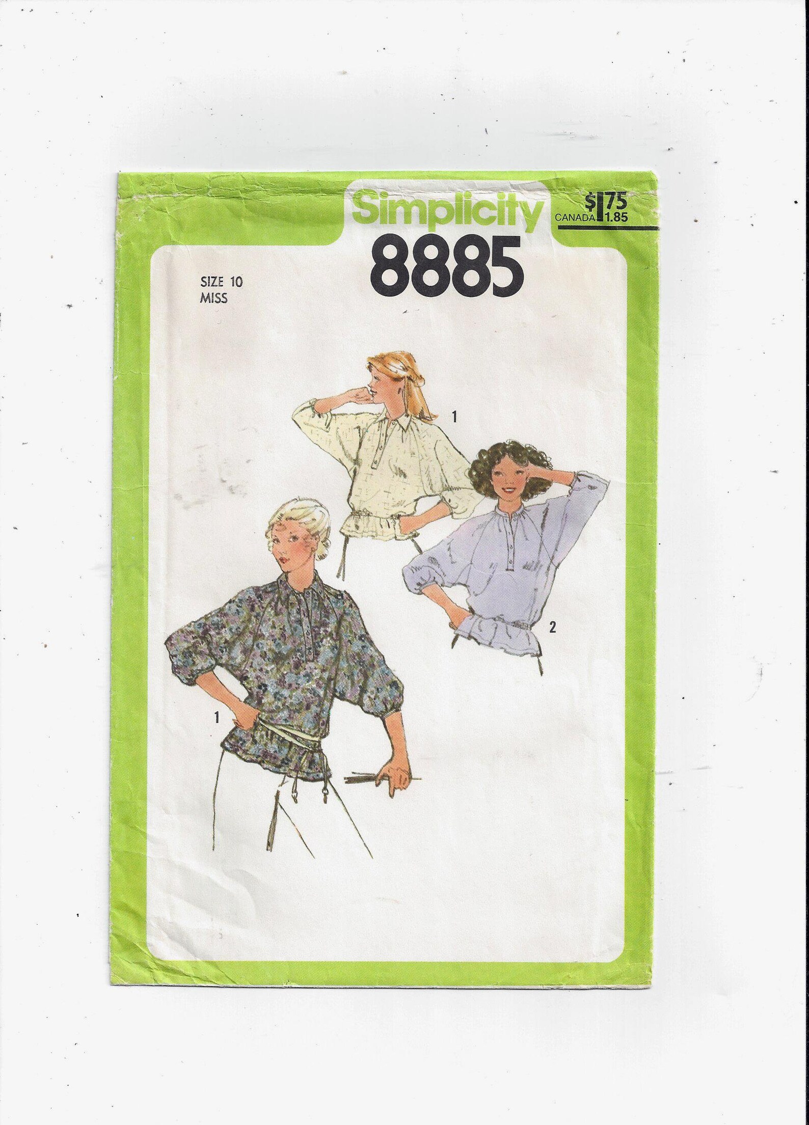Simplicity 8885 Pattern for Misses' Pullover Top Size 10 - Etsy