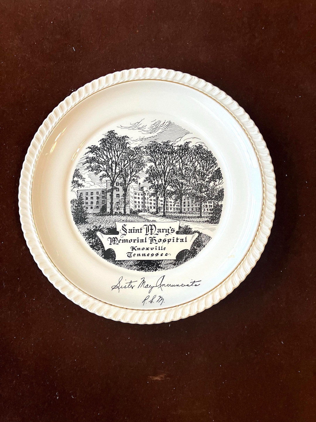 Vintage St Mary's Memorial Hospital Plate Knoxville Tennessee, Black ...