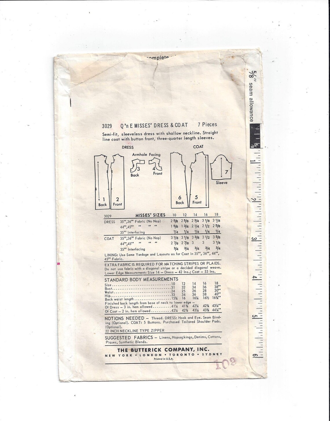 Butterick 3029 Pattern for Misses' Quick 'n Easy Dress - Etsy