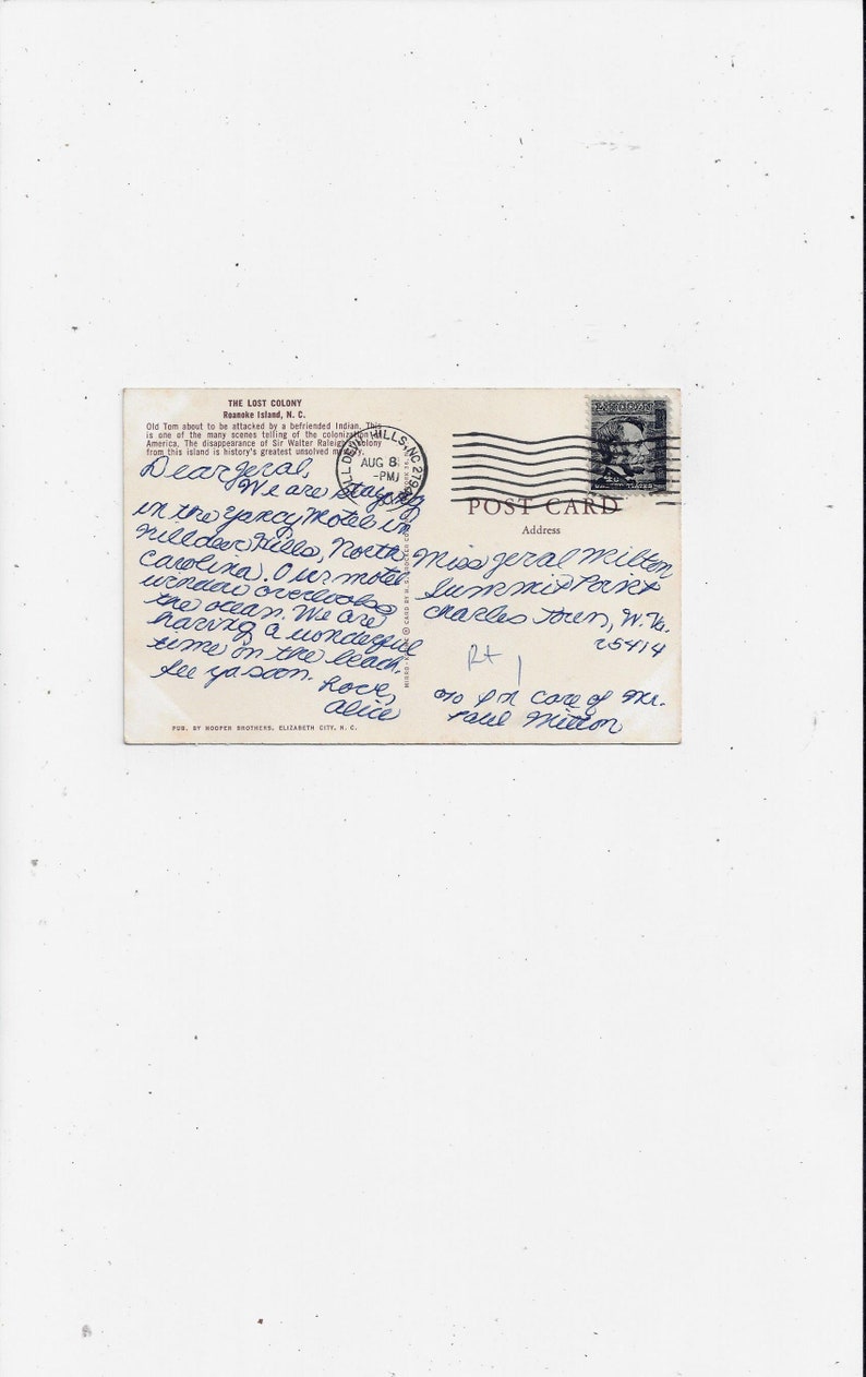 1960s Postcard of the Lost Colony, Roanoke Island, North Carolina ...