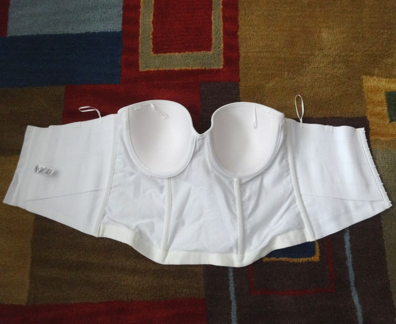 1990s Lilyette Long Line White Bra, Size 38B, Strapless, Underwire ...