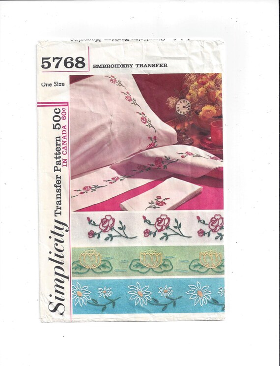 Simplicity 5768 Pattern for Flower Embroidery Transfers for | Etsy