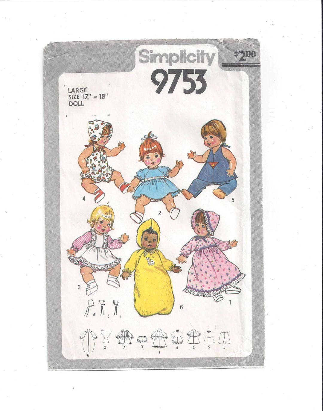Simplicity 9753 Pattern for Wardrobe for Baby Dolls Rub a Dub, Size ...