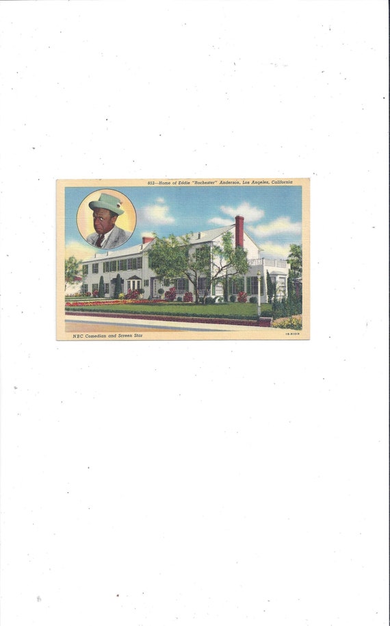 1940s Linen Postcard of Eddie Rochester Anderson Home in Los - Etsy