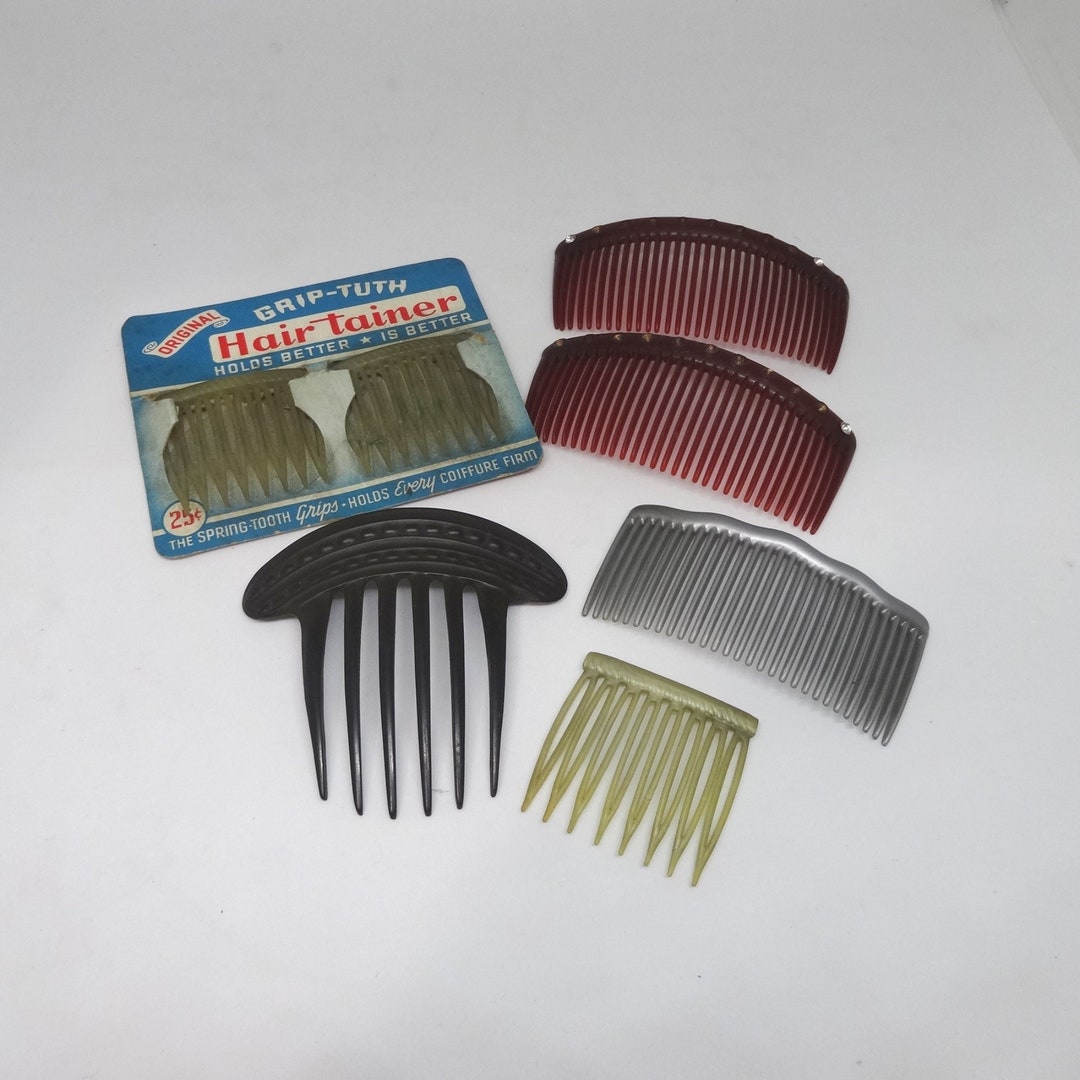 7 Vintage Ladies' Hair Combs, 2 in Original Package, Decorative and ...