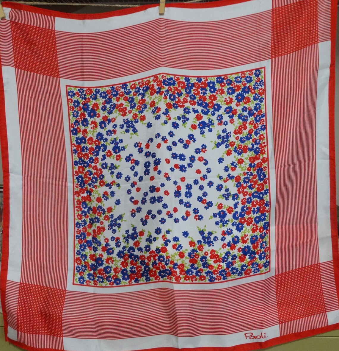 1970s Paoli Scarf With Red Outer Stripes Inside Red Blue - Etsy