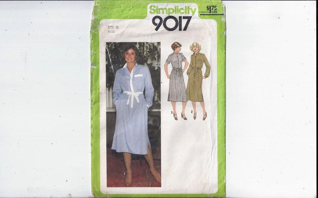 Simplicity 9017 Pattern for Misses' Shirtdress & Belt, Size 10, From ...