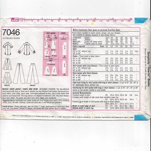 Simplicity 7046 Pattern for Misses' Shirt Jacket, Pants, Skirt, Size 10 ...
