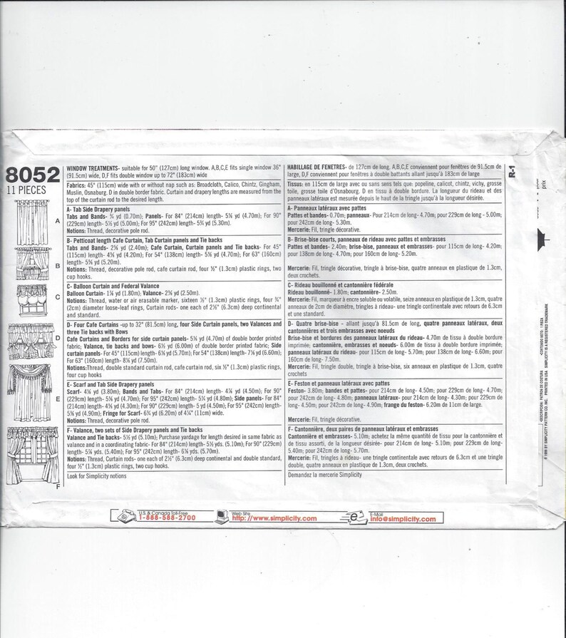 Simplicity 8052 Pattern for 6 Country Window Treatments | Etsy