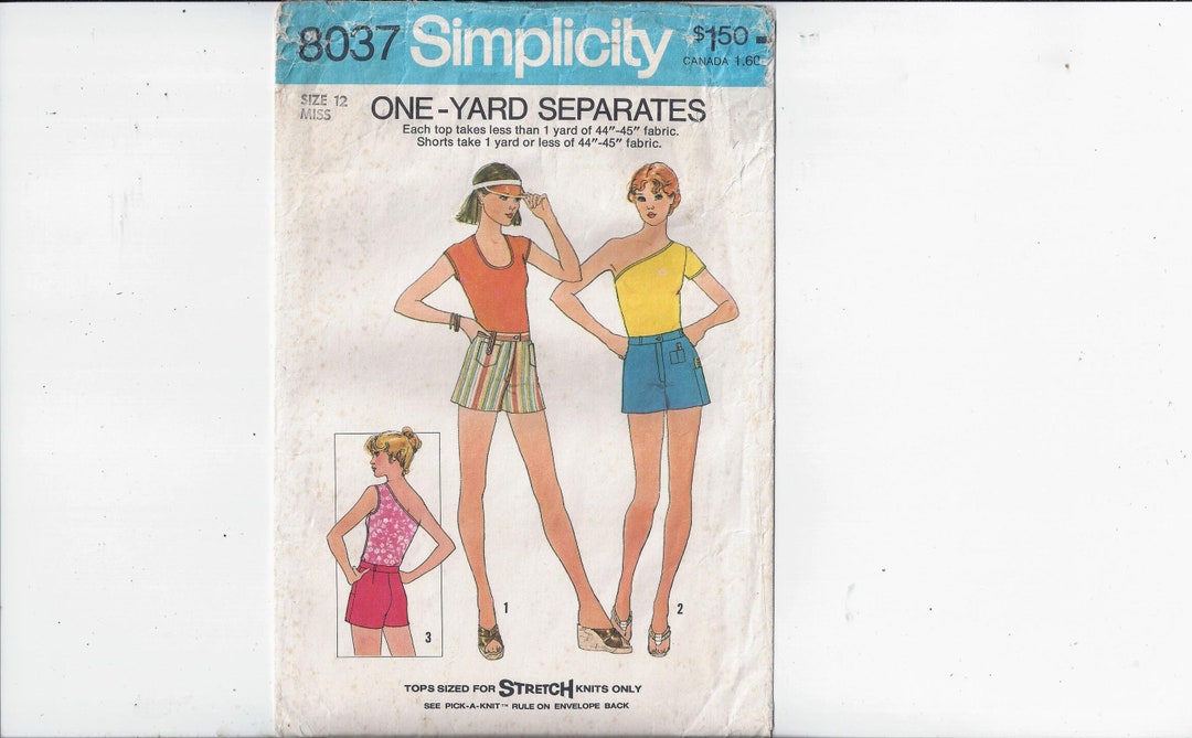 Simplicity 8037 Pattern for Misses' One Yard Separates Pullover Tops ...