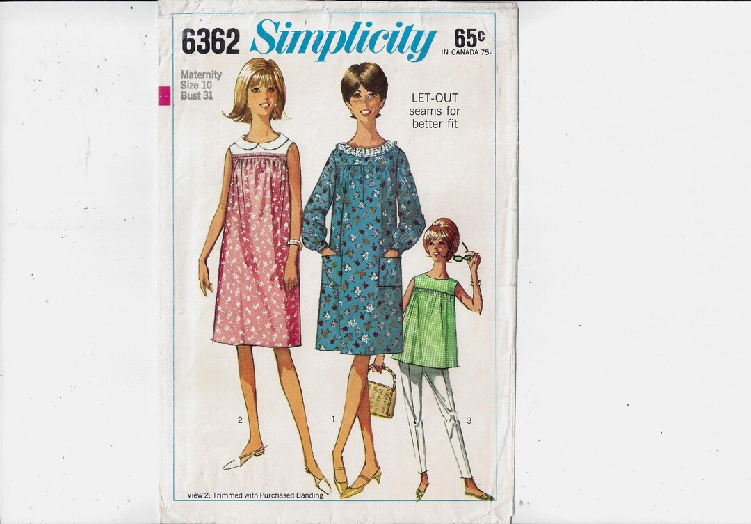 Simplicity 6362 Pattern for Misses' Maternity Dress, Top, Size 10, From ...