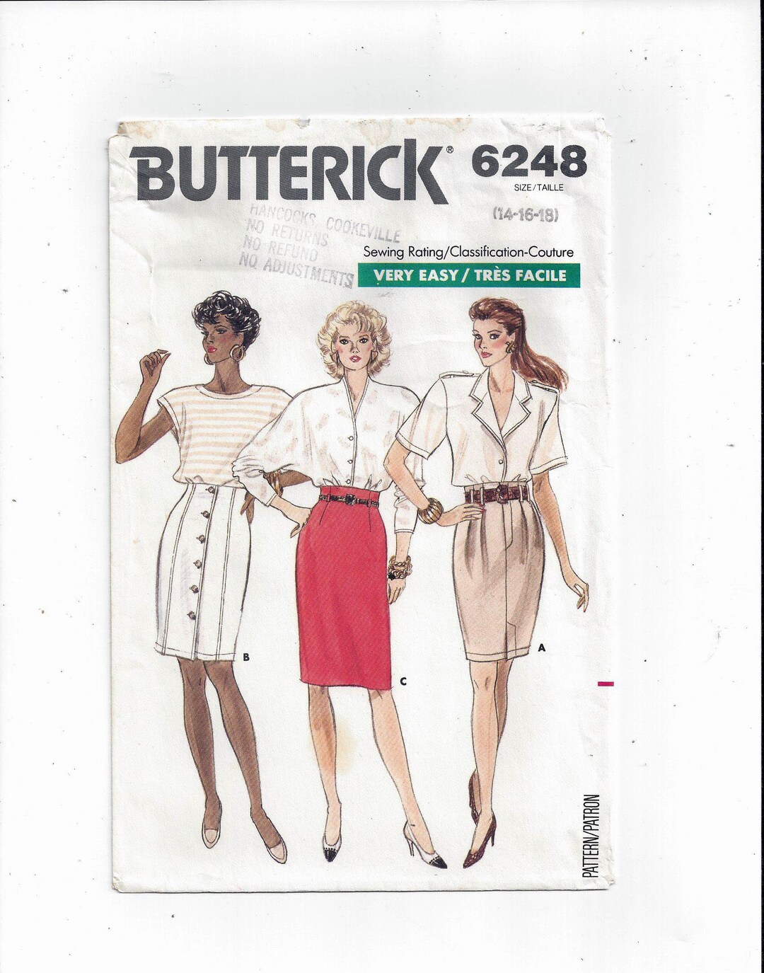 Butterick 6248 Pattern for Misses' Skirt, 3 Styles, Plus Size 14 16 18 ...