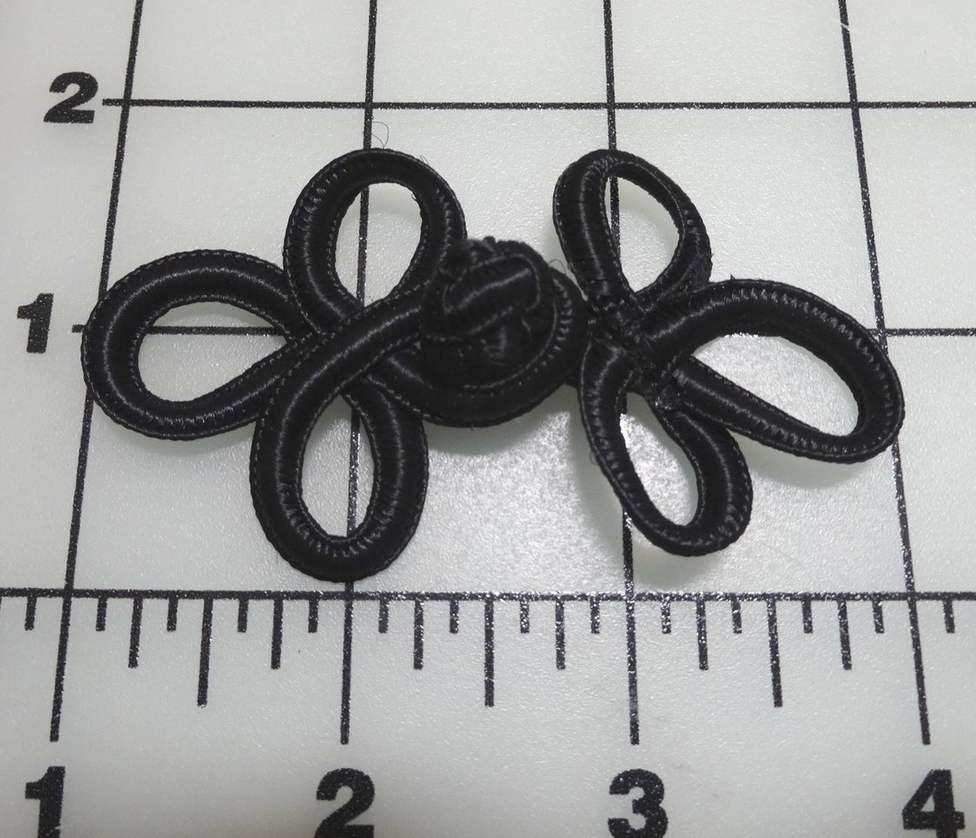 Chinese Loop Frog Closure Fastener in Black, 3 Inches Long Closed, 2.5 ...