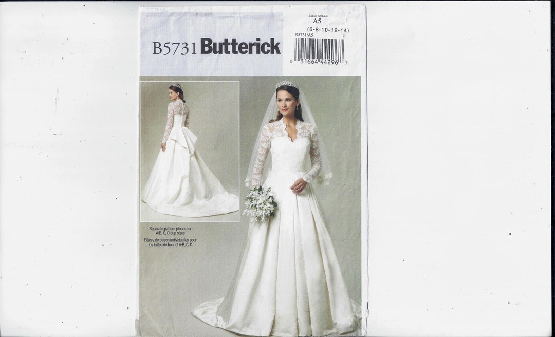 Butterick 5731 Pattern for Misses' Wedding Dress, Sizes 6 8 10 12 14 ...