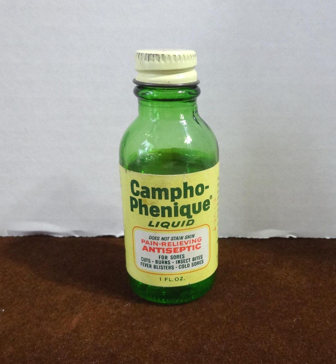Campho Phenique Liquid Antiseptic in Green Glass Bottle, Label Intact ...