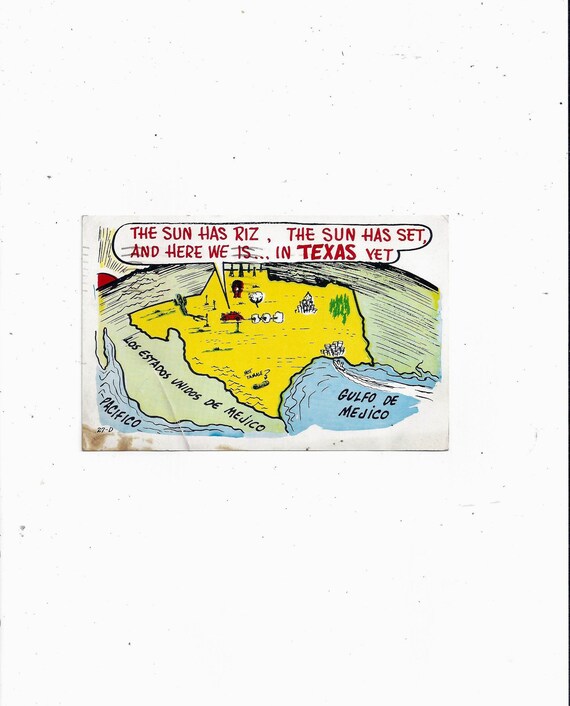 1955 Texas Map Humorous Postcard Posted W/2 Cent Stamp | Etsy