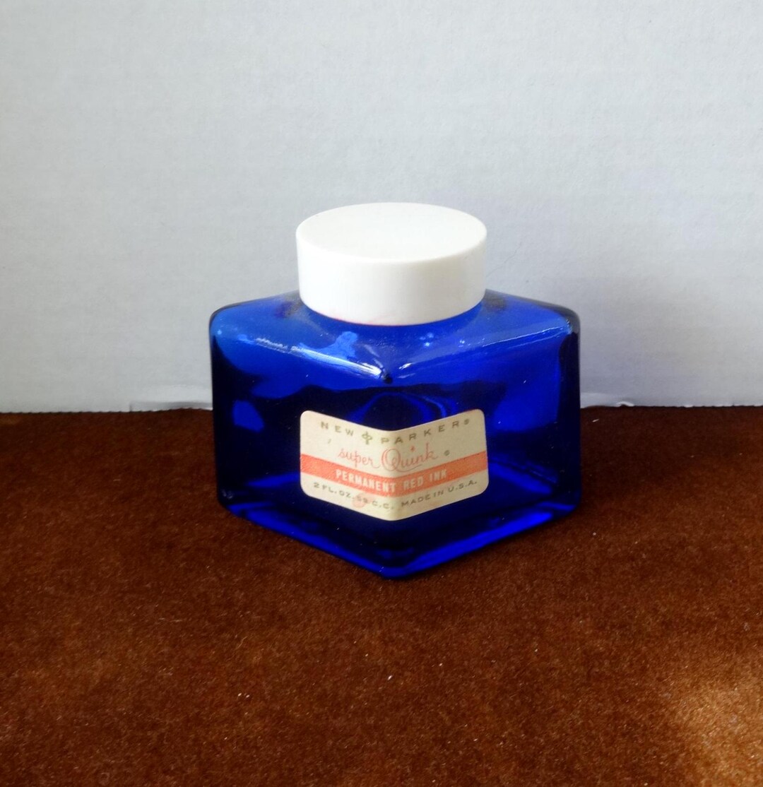 Parker Super Quink Cobalt Diamond Shape Ink Bottle, Held 2 Oz of ...