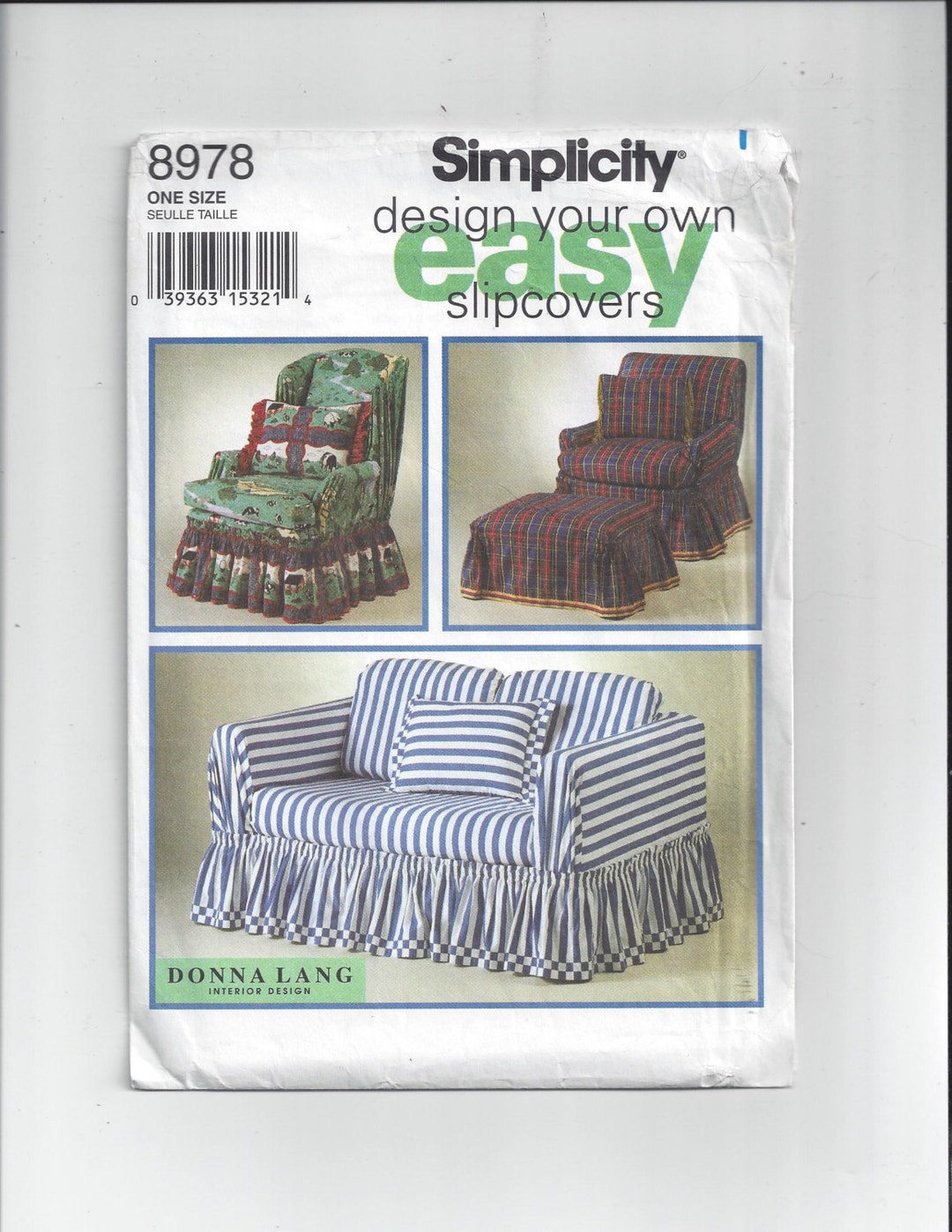 Simplicity 8978 Pattern Instructions Design Your Own Easy Slipcovers ...