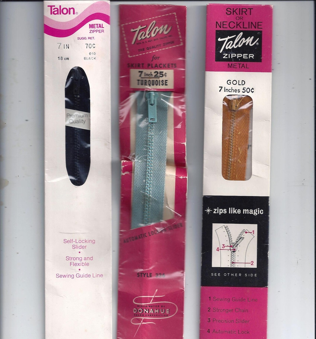 Packaged Talon 7 Inch Metal Zipper From 1947 to 1990s for - Etsy