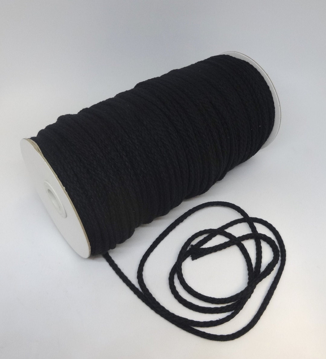 Black Cotton Drawstring Cord or Piping, in 2-YARD INCREMENTS, NO Core ...