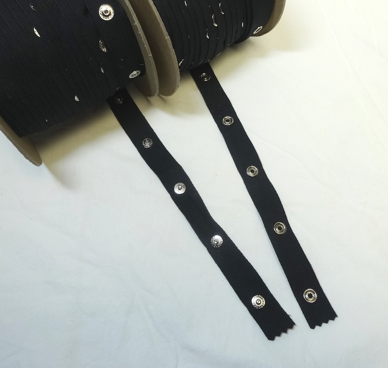 3/4 Inch Black Twill SNAP Tape Nickel Snaps 2 Inch Spaced - Etsy