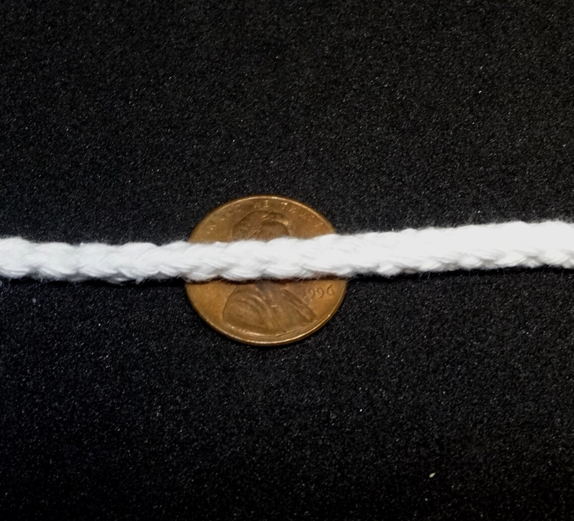 WHITE Cotton Drawstring Cord, in 2-YARD INCREMENTS, No Core, 1/4 Inch ...